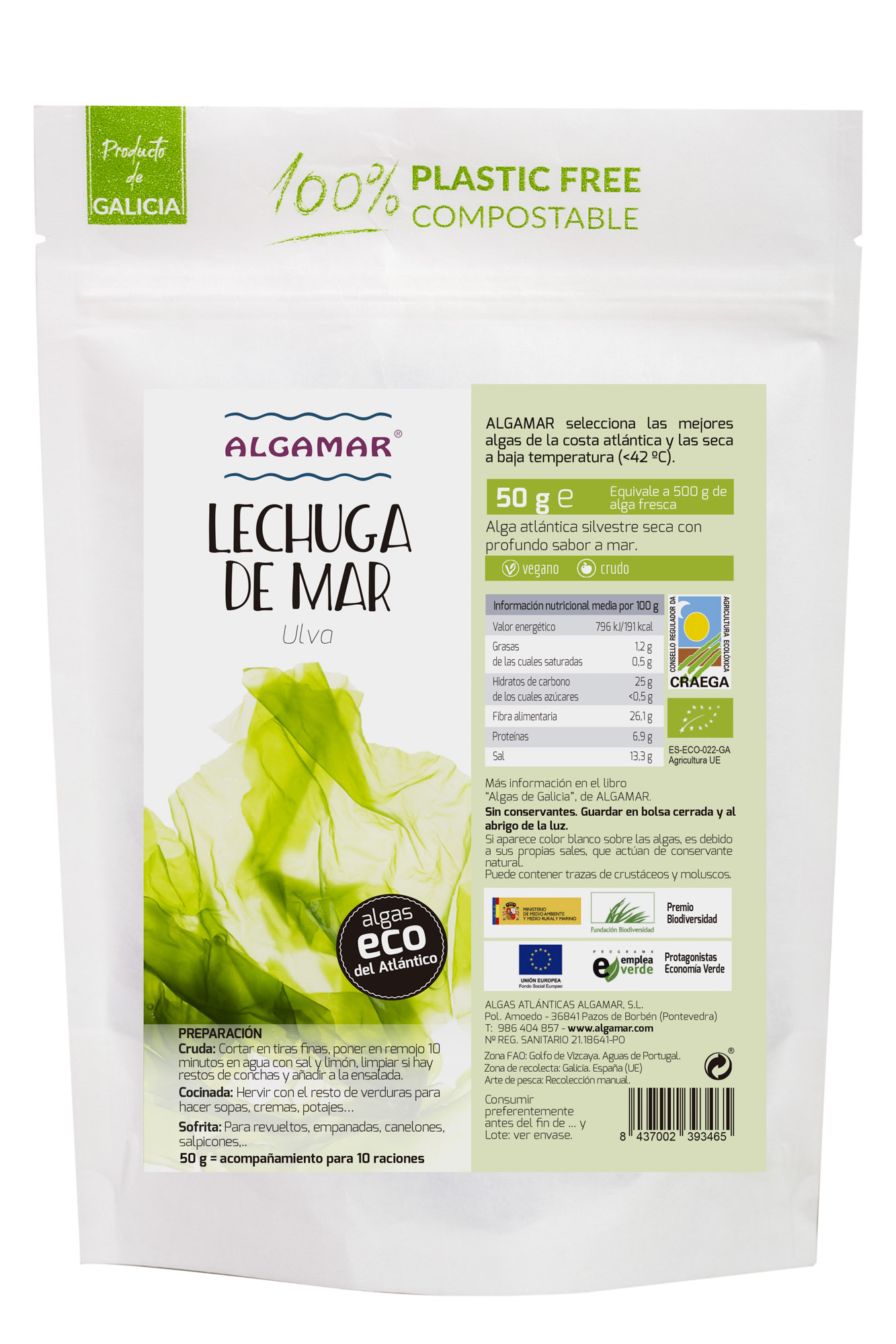 Lechuga de Mar Algamar (Ulva lactuca) BIO | Algas de Galicia